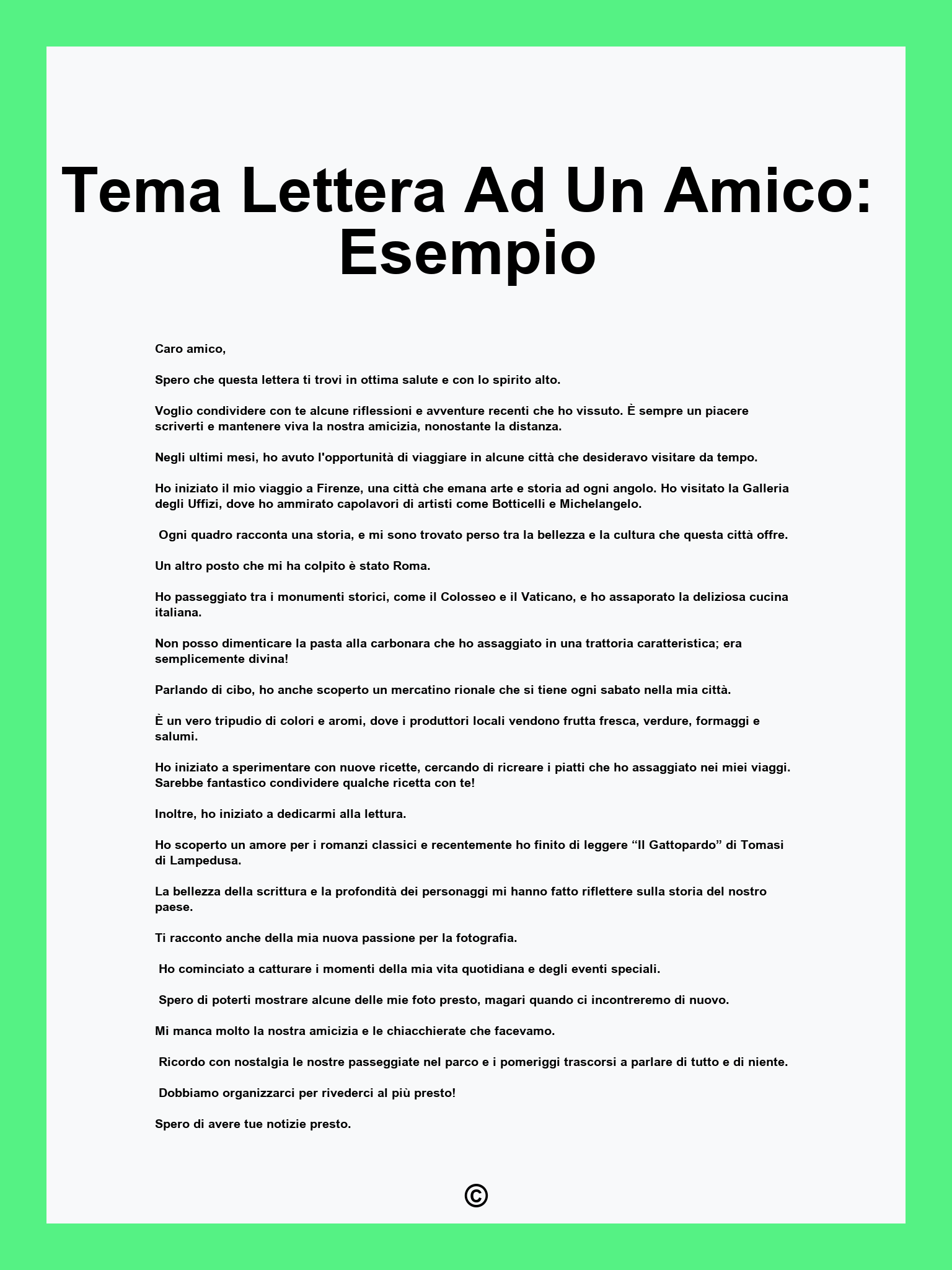 Tema Lettera Ad Un Amico: Esempio
